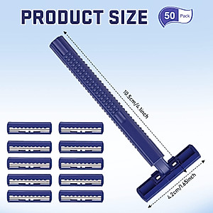 Twin Blade Razors for Men Stainless Steel Men Razors Disposable Plastic Men Shaving Razors Multipurpose Portable Shave Razor Manual Men's Disposable Razors for Bathing Hotel Travel (50 Pieces)