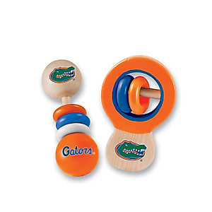 BabyFanatic Wood Rattle 2 Pack - NCAA Florida Gators - Officially Licensed Baby Toy Set