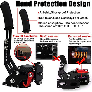 Obokidlyamor 64Bit PC USB Handbrake For 2 IN 1 Compatible with PS4/PS5 Console Controller and PC system; Work on For Logitech G29 Racing Steering wheel (With Clamp & Plate, Black)