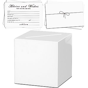 LATTYSY Wedding Advice Cards and Box Set-50pcs Wedding Advice Cards for the Mr and Mrs 1pcs Wedding Memory Box for Bridal Shower Decor, Essential Wedding Decorations for Bride and Groom