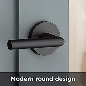 Kwikset 91570-030 Milan Single Dummy Door Handle Lever with Modern Contemporary Slim Round Design for Pantry or for Half-Dummy Application in Iron Black