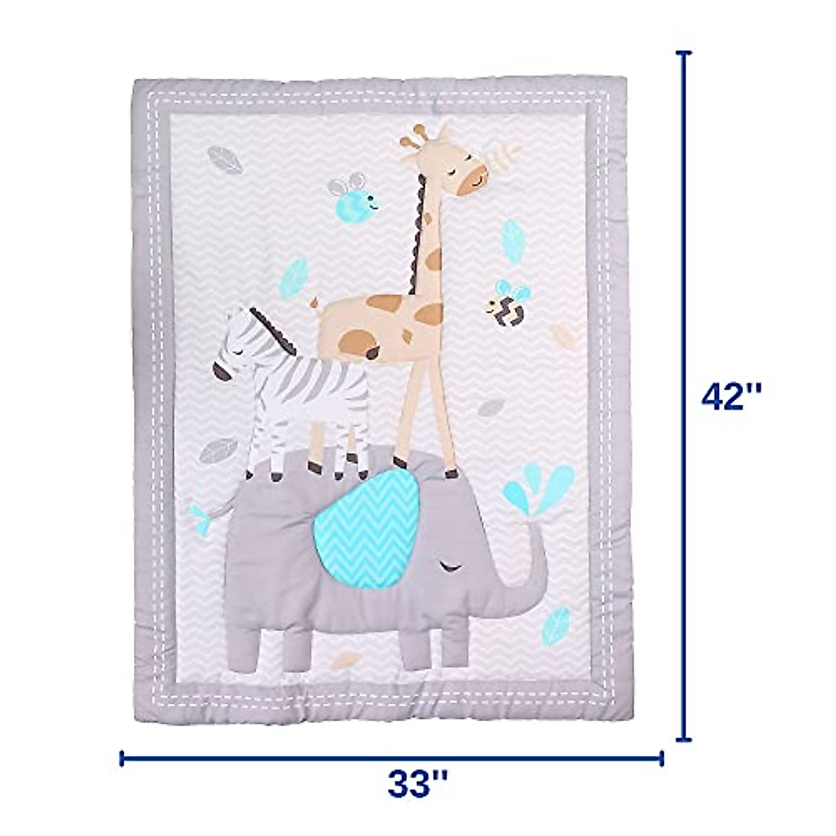 Baby Bees Animal Kingdom 4 Pieces Crib Bedding Sets for Boys and Girls | Baby Bedding Crib Set of Crib Sheet, Quilt, Dust Ruffle for Standard Size Crib