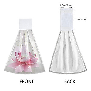 Boccsty Lotus Flower Hanging Kitchen Towels 2 Pieces Glitter Floral Dish Cloth Tie Towels Hand Towel Tea Bar Towels for Bathroom Farmhous Housewarming Tabletop Home Decor