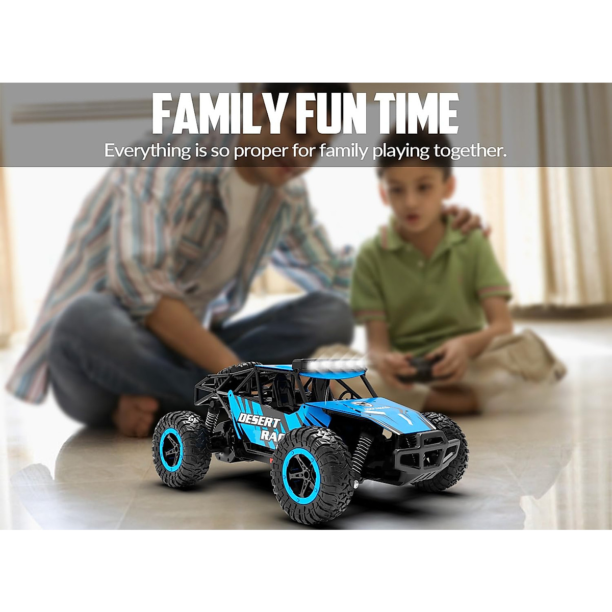 RACENT Remote Control Car, 2.4Ghz High Speed 20KPH RC Cars for Boys, 1:16 Scale All Terrain Monster Truck Off Road RC Truck (Green and Blue)