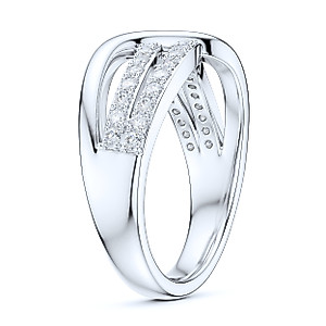 PRSTANI Sterling Silver Ribbon Bowknot Infinity Round Brilliant Cut Genuine Moissanite Cross Twisted Knot Wedding Ring (7)