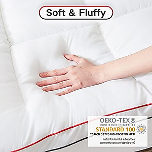 Homemate Queen Mattress Topper,1800TC Cooling Mattress Pad Cover for Deep Sleep, Extra Thick 3D Snow Down Alternative Overfilled Plush Pillow Top with 8-21 Inch Deep Pocket - Queen Size, White