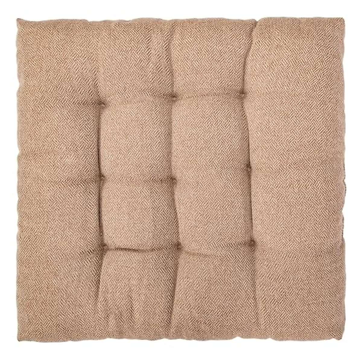 POMIU Outdoor Chair Cushions for Patio and Garden Furniture, Chair Pads Set Premium Comfortable Thick Fiber Fill Tufted Seat Floor Cover (2 Pack, 19" x 19", Khaki)