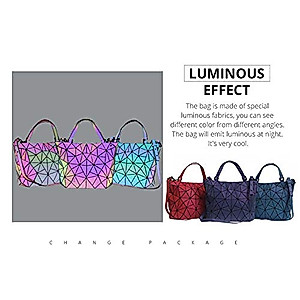 Geometric Luminous Tote Bags for Women Crossbody Bags for Women Purses and Handbags Multi Color Shoulder Bag (Luminous Purple)