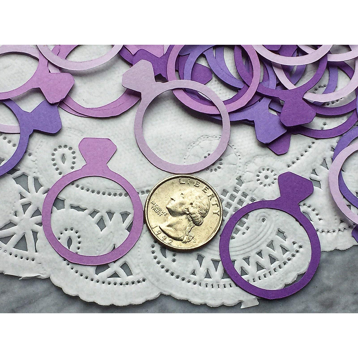 Mixed Purple Engagement Ring Confetti - Bridal Shower Decor - Handcrafted in 2 business days - Set of 150