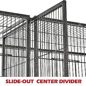 Large Double Birdhouse Breeder Bird Flight Cage with Center Divider Side Breeding Nest Doors Removable Rolling Stand (51" Length x 17" Depth x 54" Height, Black Vein)