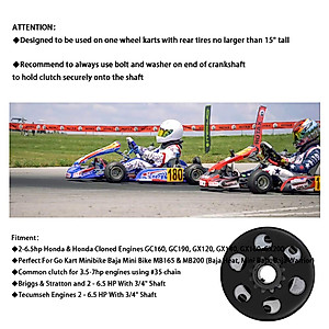 Go Kart Clutch 3/4 Bore 12T with #35 Chain, Centrifugal Clutch Fit for Go Kart Minibike Engines 3/16 Key Way