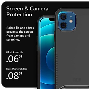 TUDIA DualShield Designed for iPhone 12/12 Pro Case (6.1"), [Merge] Shockproof Military Grade Slim Heavy Duty Tough Cover Compatible with iPhone 12 Phone Case - Matte Black