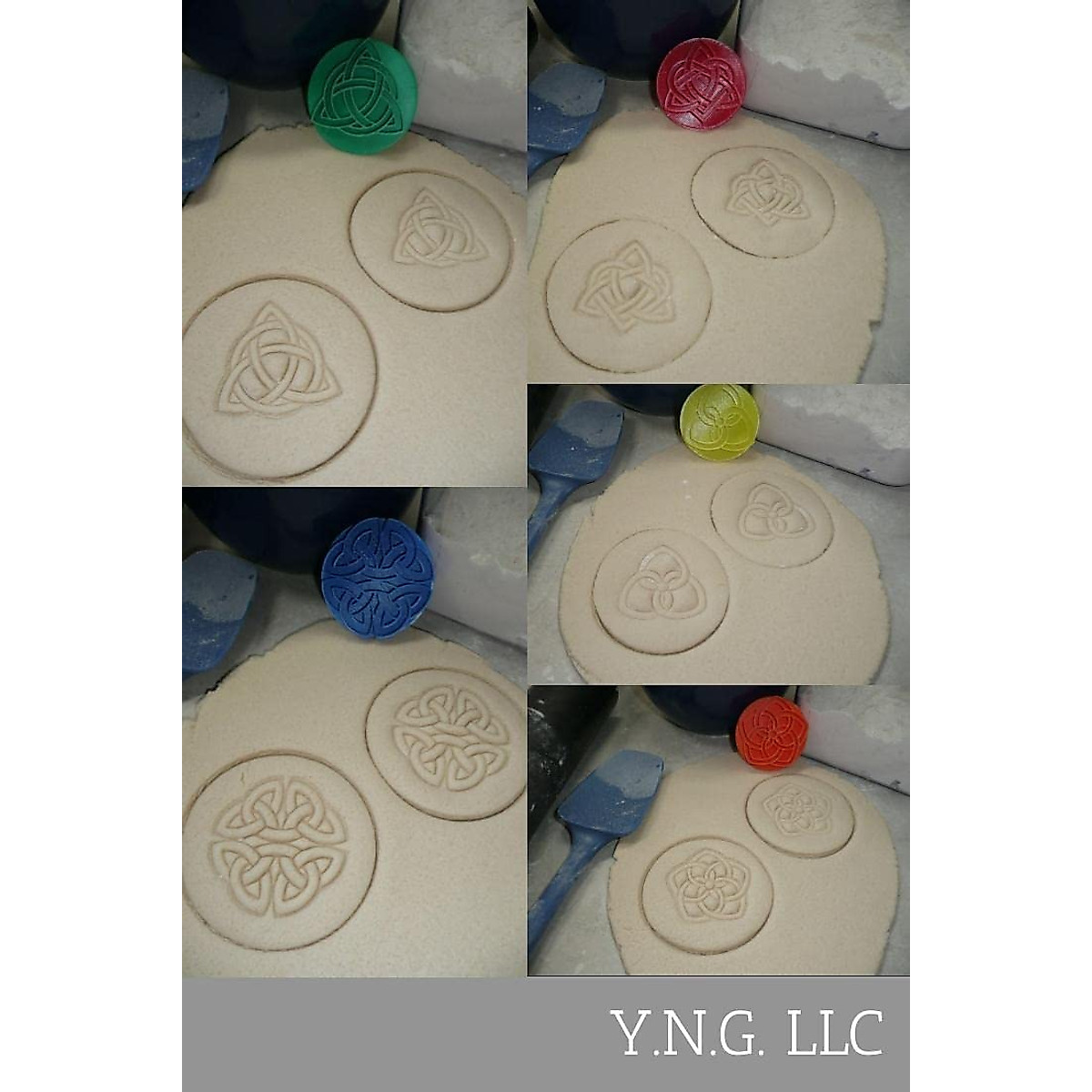 CELTIC KNOT ETERNITY SYMBOLS SET OF 5 COOKIE STAMP EMBOSSERS MADE IN USA PR1616 Multicolor