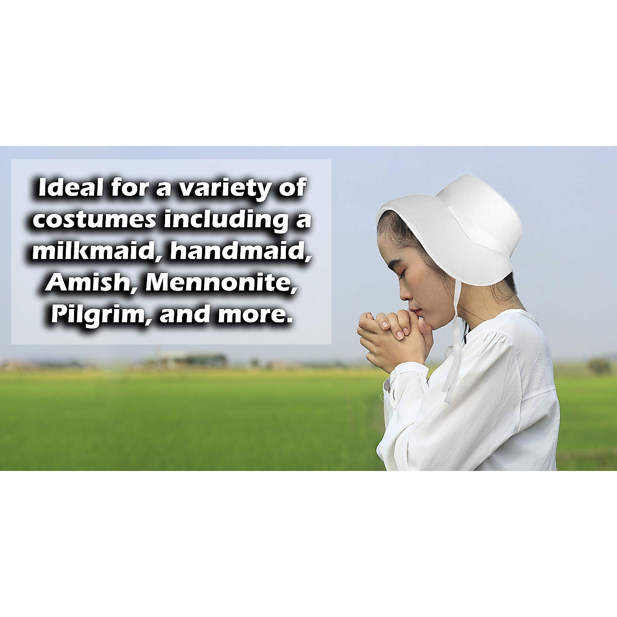 Nicky Bigs Novelties Adult Bonnet Old Fashioned Victorian Handmaids Hat- Women Pilgrim Bonnets Hats - Amish Colonial Bonnet Cap - Pioneer Prairie Felt Sun Hat Costume Accessories Black