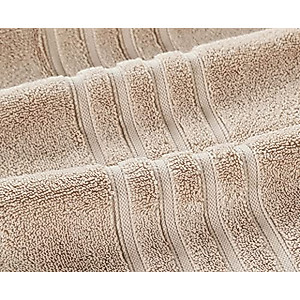 ESSELL Luxury 6-Piece Towel Set, 700 GSM 100% Cotton - 2 Bath Towels, 2 Hand Towels, 2 Wash Cloths, Zero Twists, Ultra Soft & Super Absorbent Meadow Towels for Spa, Hotels & Bathroom (Light Brown)