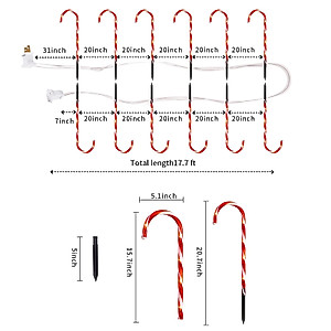 Fedeas Christmas Candy Cane Lights Outdoor Decoration, Set of 10 Packs Pathway Markers LED Lights for Home Indoor Patio Garden Yard Walkway Lawn