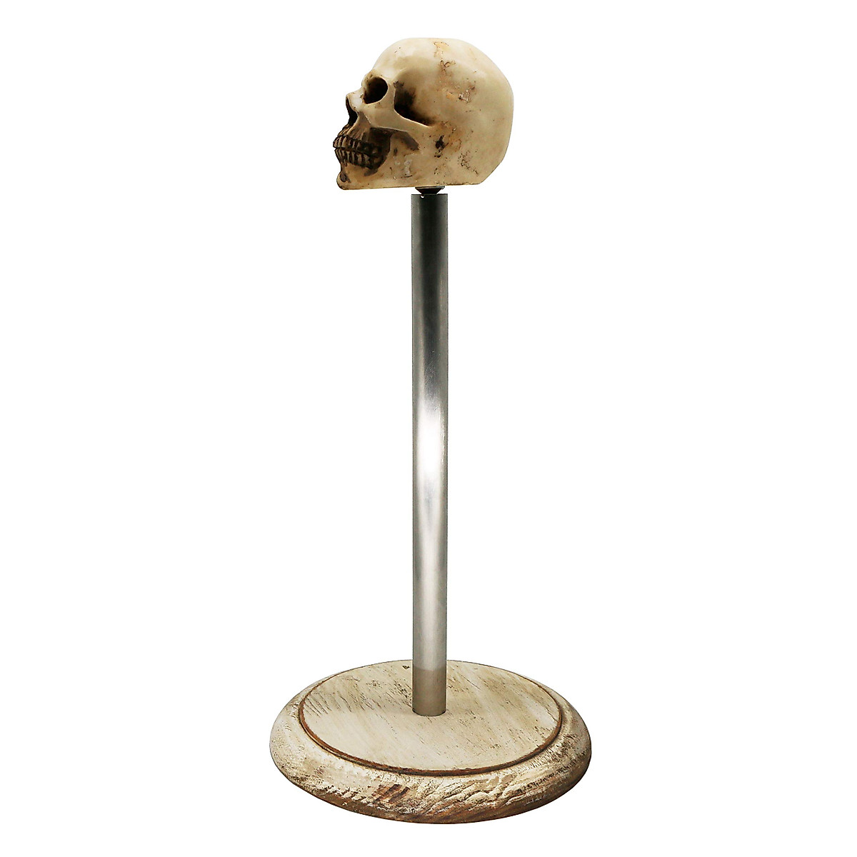 Rustic White Wood Skull Paper Towel Holder Stand Up Paper Towel Holder, Easy One-Handed Tear Kitchen Paper Towel Dispenser with Weighted Base for Standard Paper Towel Rolls ,Rustic White