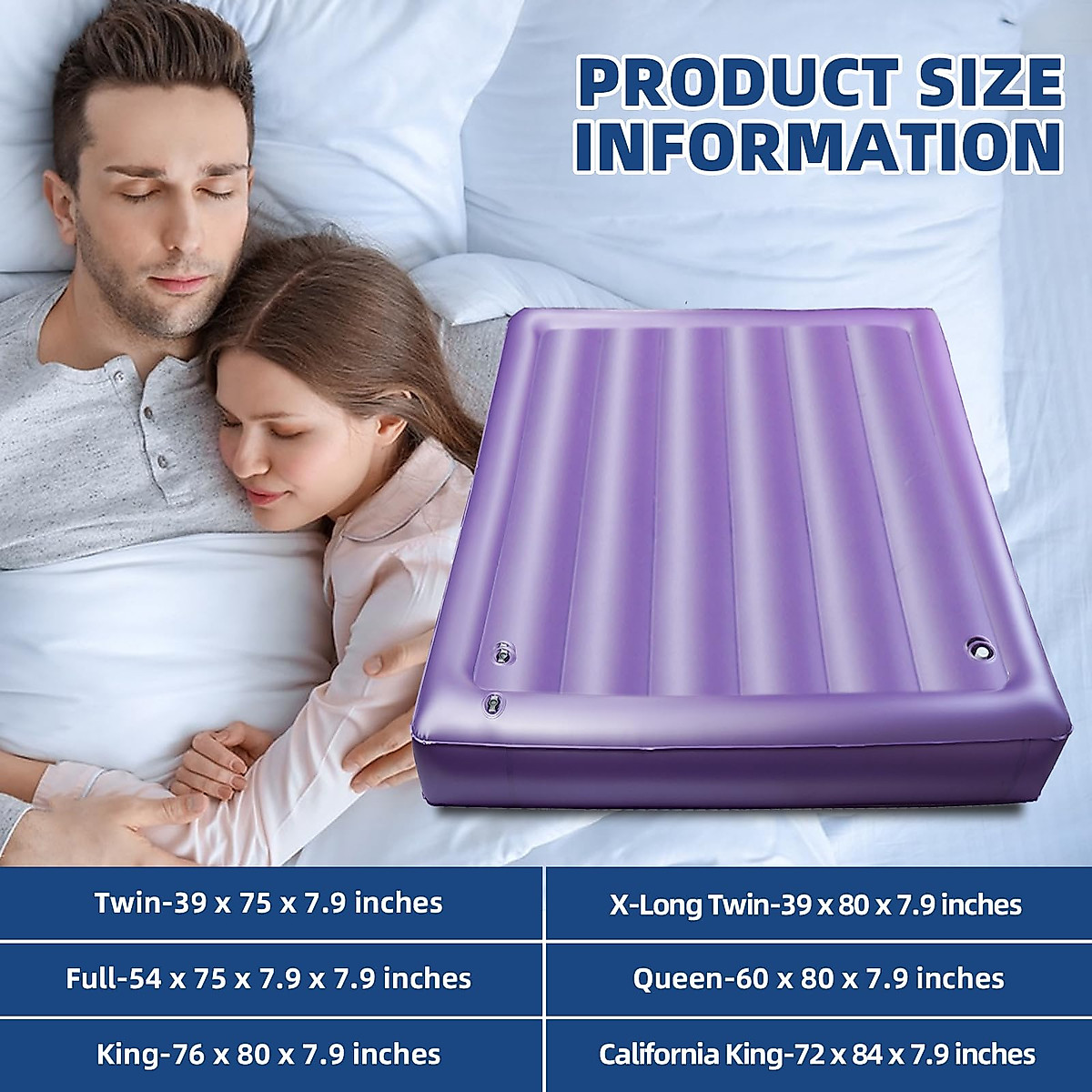 50% Medium Wave Water Bed Mattress, Ergonomic Design PVC Water Bed, Double Exhaust Hole Waterbed Liners, Durable and Foldable Softside Water Bed Set (Full-54x75)