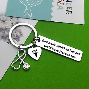 CNA Gift Certified Nursing Assistant Gift God Made CNAS So Nurses Could Have Heroes Too Keychain Graduation Gift for CNA Stethoscope Medical Keychain Nursing School Student Gift,Nurse keychain