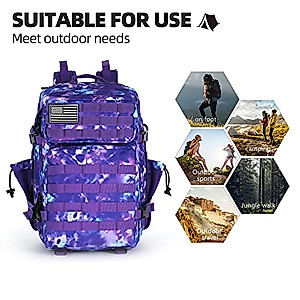 TianYaOutDoor 45L Tactical Assault Backpack with Molle Waterproof backpack Rucksack for Hiking Travelling Tactical Backpacks (Purple Camo)