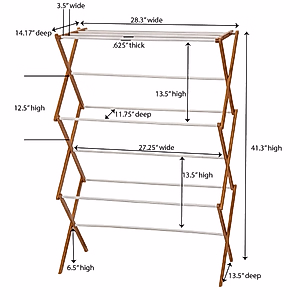 Household Essentials Bamboo Folding Clothes Drying Rack, White
