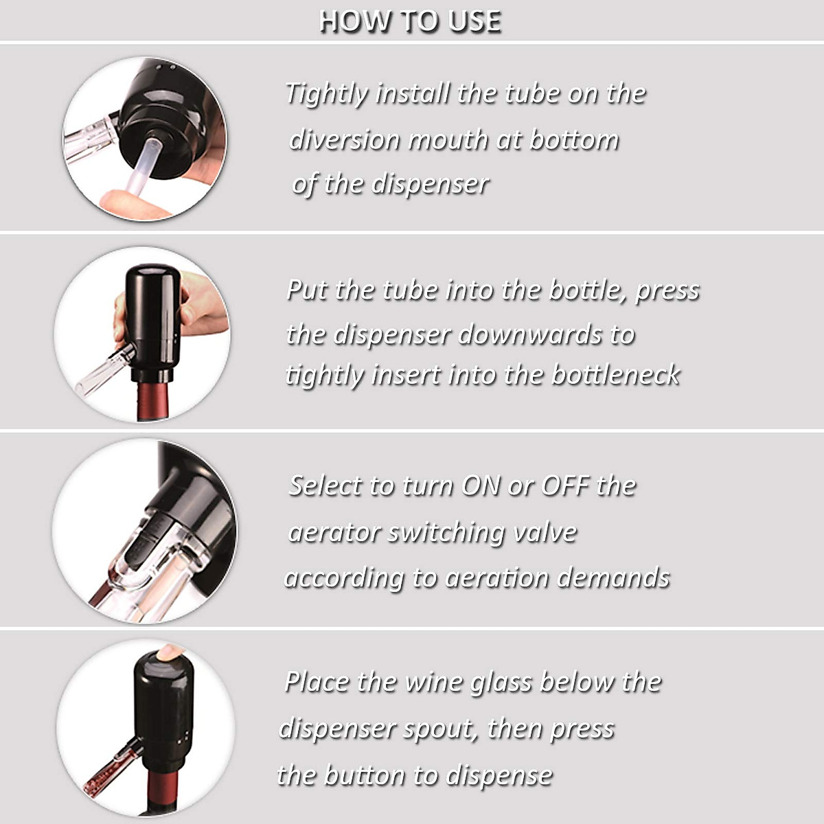 Exptolii Electric Wine Aerator Pourer, Automatic One-Touch Wine Decanter and Wine Dispenser Pump Wine Oxidizer for Red and White Wine