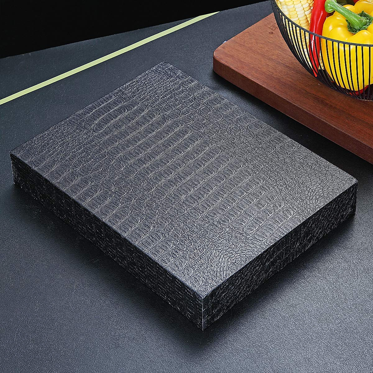 Berglander Drawer Organizers, Black Leather Wood Kitchen Silverware Tray for Drawer, Utensil Tray Drawer Organizer, Kitchen Silverware Organizer, Cutlery Flatware Organizer with Drawers