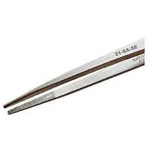 Excelta - 21-SA-SE - Tweezers - Strong Point - Straight - One Star - Anti-Mag. SS - Serrated Tips, 0.85" Height, 0.45500000000000002" Wide, 6" Length