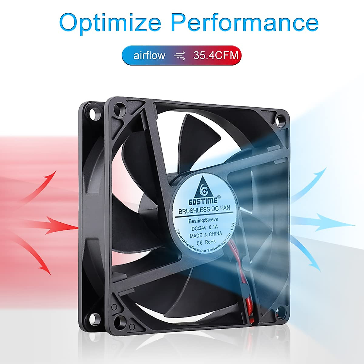GDSTIME 80mm x 20mm Fan, 80mm 24V Dc Brushless Cooling Fan