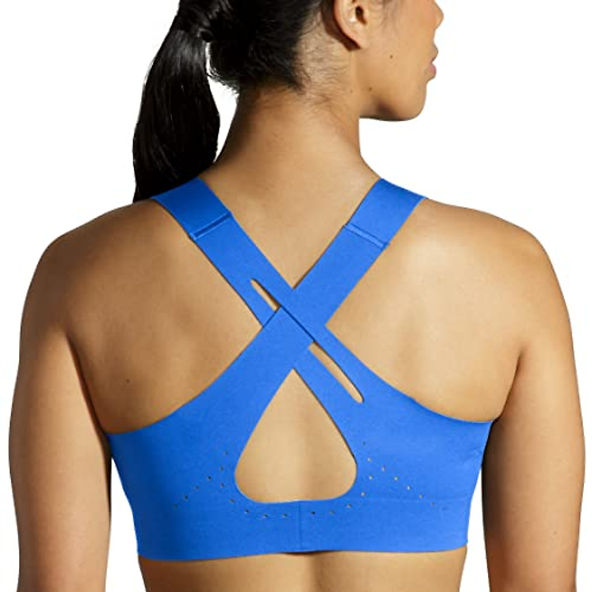 Brooks Women's Crossback 2.0 Sports Bra for Running, Workouts & Sports - Bluetiful/Golden Hour - 40 C/D