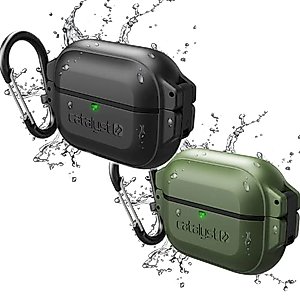 Total Protection Bundle, 2 Waterproof Cases for Airpods Pro. Secure Locking System, Full-Body Protective Rugged case, Shockproof, Carabiner