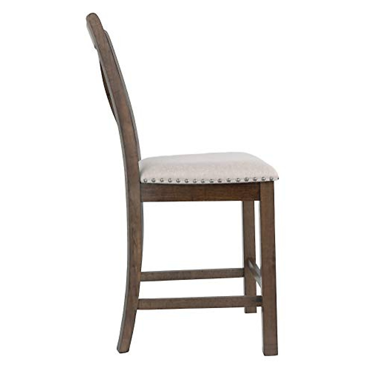Signature Design by Ashley Moriville Rustic Farmhouse 24.5" Upholstered Barstool, 2 Count, Beige & Brown