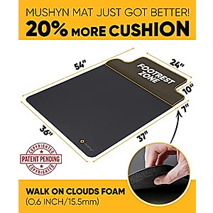 Office Chair Mat with Anti Fatigue Cushioned Foam - Chair Mat for Hardwood Floor with Foot Rest Under Desk - 2 in 1 Chairmat Standing Desk Anti-Fatigue Comfort Mat for Hard Floor - Size 54”x 36”