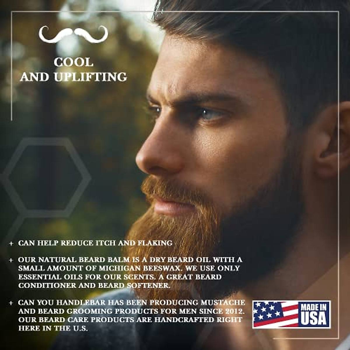 CanYouHandlebar Beard Balm for Men, Dry Oil Beard Wax, Natural Beard Care Conditioner Moisturizer Softener Grooming Products, Peppermint and Clary Sage Scent, 2 oz Stainless Steel Tin