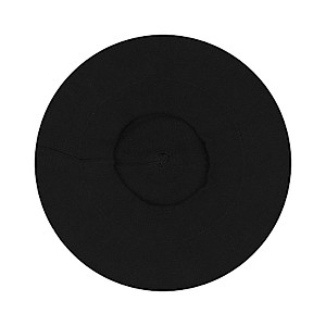 Gllutt Cashmere Beret Hat French Style Stretchy Knitting Solid Color Both Side Usable (Black)