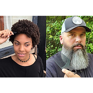 Chicago Comb Model 7 Carbon Fiber Pick Comb, for Long Thick Curly & Afro Hair Styles, Black Color, 6 inches (15 cm)