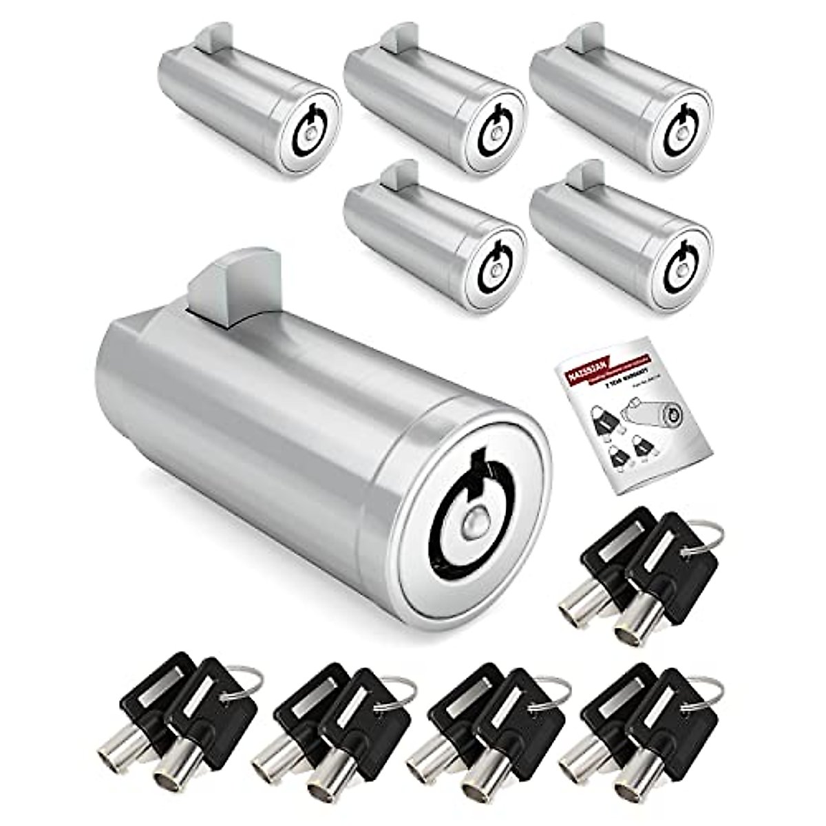 Naissian Universal Vending Machine Lock with Keys Aliked,Tubular Cylinder Lock Compatible for Pepsi,Coke Machine, Snack Machine Coffee Maker, 32MM，Pack of 6, 10 Keys Aliked
