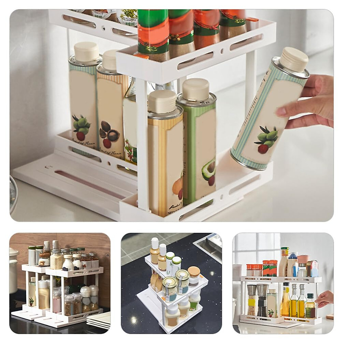 Alipis Kitchen Spice Rack Spice Jar Holder Bathroom Toiletry Organizers Tabletop Seasoning Rack Cosmetic Holder Kitchen Rack Dressing Table Organizer Desktop Spice Rack