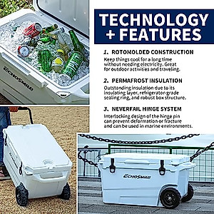 EchoSmile 25/30/35/40/75 Quart Rotomolded Cooler, 5 Days Protale Ice Cooler, Ice Chest Suit for BBQ, Camping, Pincnic, and Other Outdoor Activities (White)