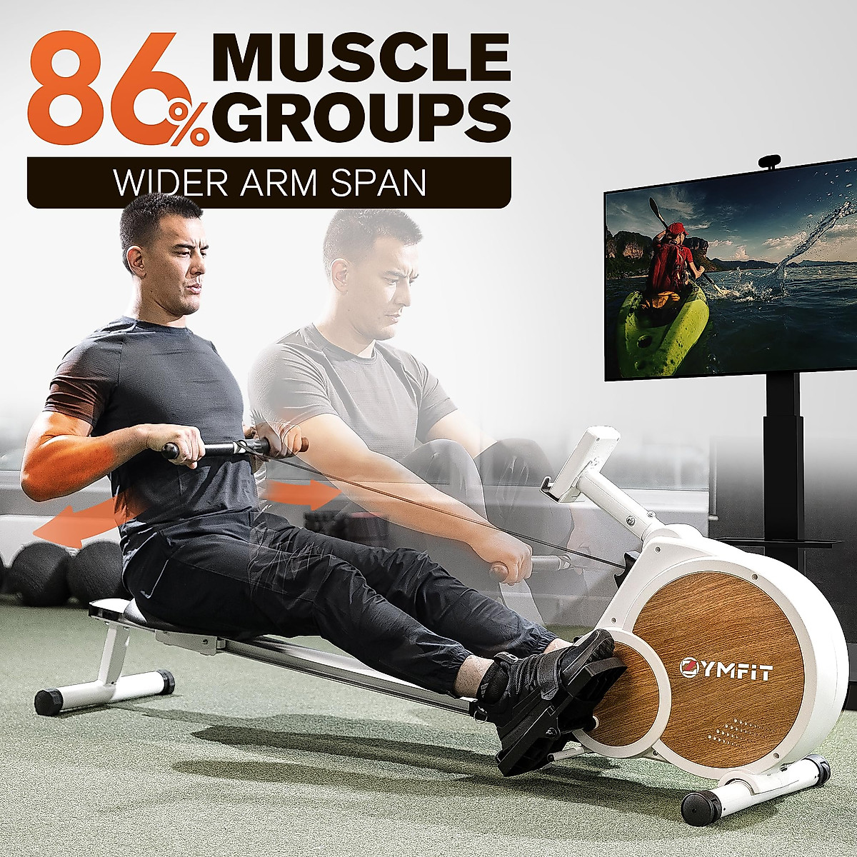 Rowing Machine, ZymFit Magnetic Rower Machine with 16 Levels of Resistance, Max 350lb Weight Capacity, Foldable Rowing Machines for Home Use