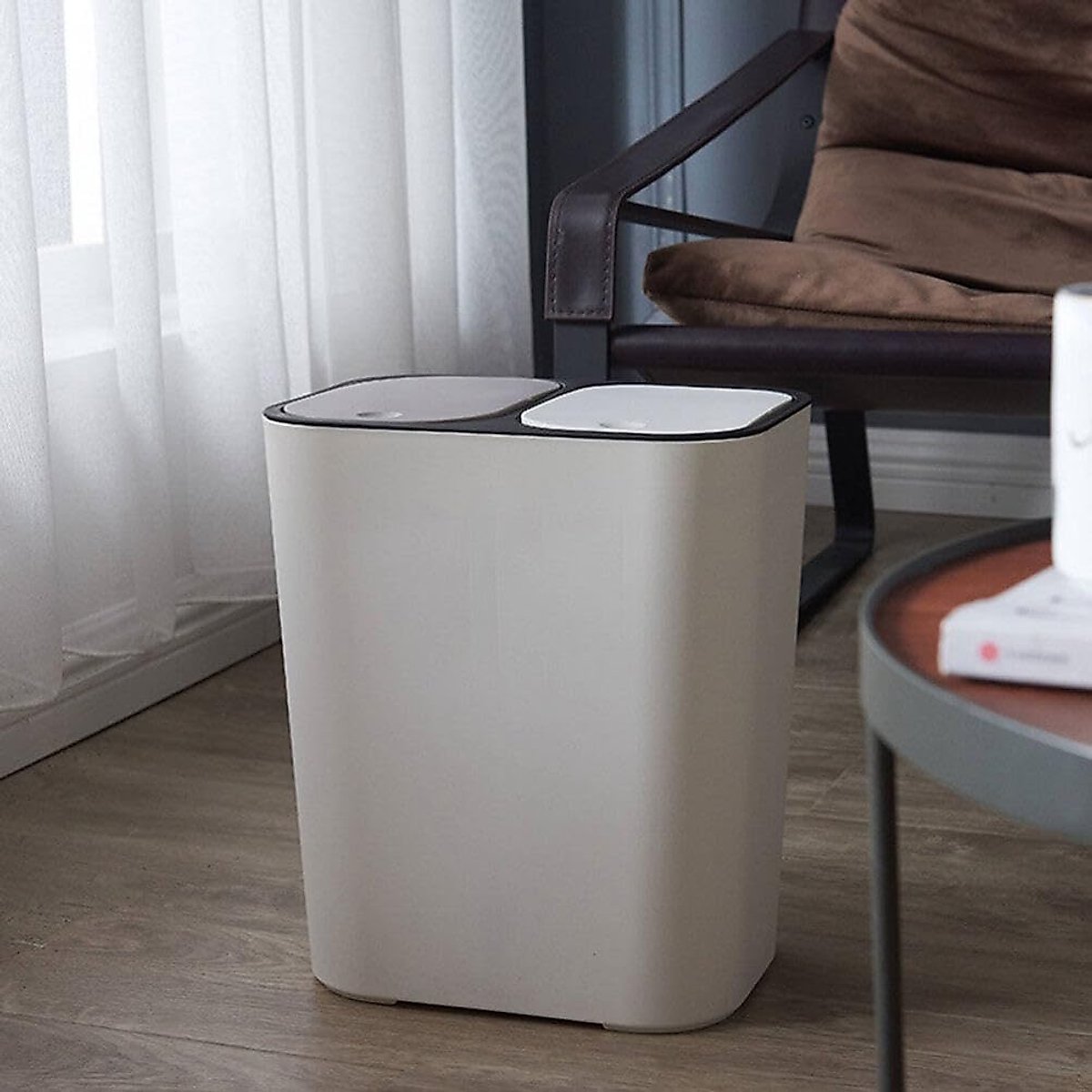 Kisangel 1pc Dual Trash Can for Recycling and Trash Garbage Can with Lid Trash Can Kitchen(15L)