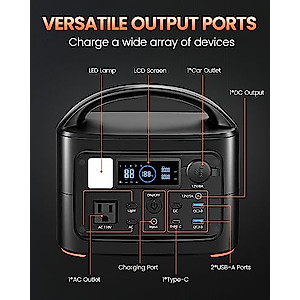 Portable Power Station, 504Wh Solar Generator 300W(500W Peak) Pure Sine Wave AC Outlet with Car Charger, DC cable, Portable Generator for Home Use Outdoor Camping Blackout Emergency Backup