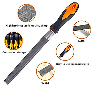 17Pcs File Tool Set with Carry Case,Premium Grade T12 Drop Forged Alloy Steel, Precision Flat/Triangle/Half-round/Round Large File and 12pcs Needle Files/1 brush