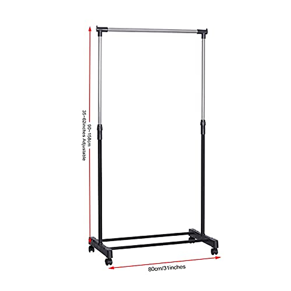 DNYSYSJ Clothes Drying Rack, Hanger Storage Drying Rack Height Adjustable, Composite Tube Telescopic Drying Rack with Brake Roller, Floor-Standing Clothes Airer Dryer Drying Rack