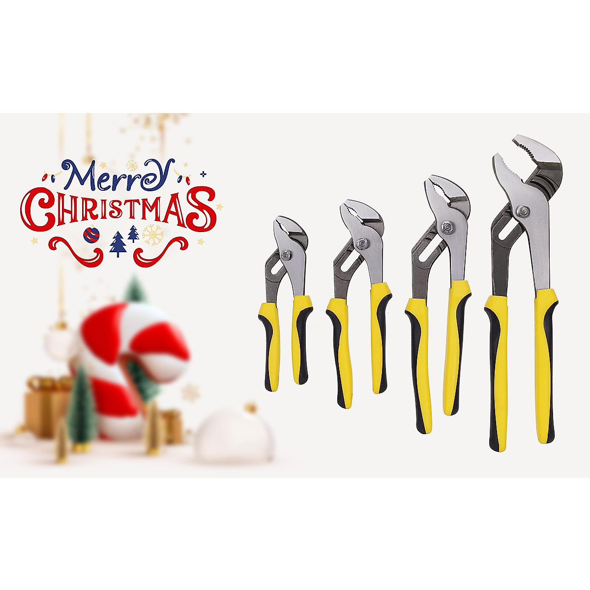 TOPLINE 4-piece Groove Joint Pliers Set with Bi-Material Handles, Tongue and Groove Pliers Set Included 12-in, 10-in, 8-in and 6-in, Perfect for Plumbing Repair and Basic Home Maintenance