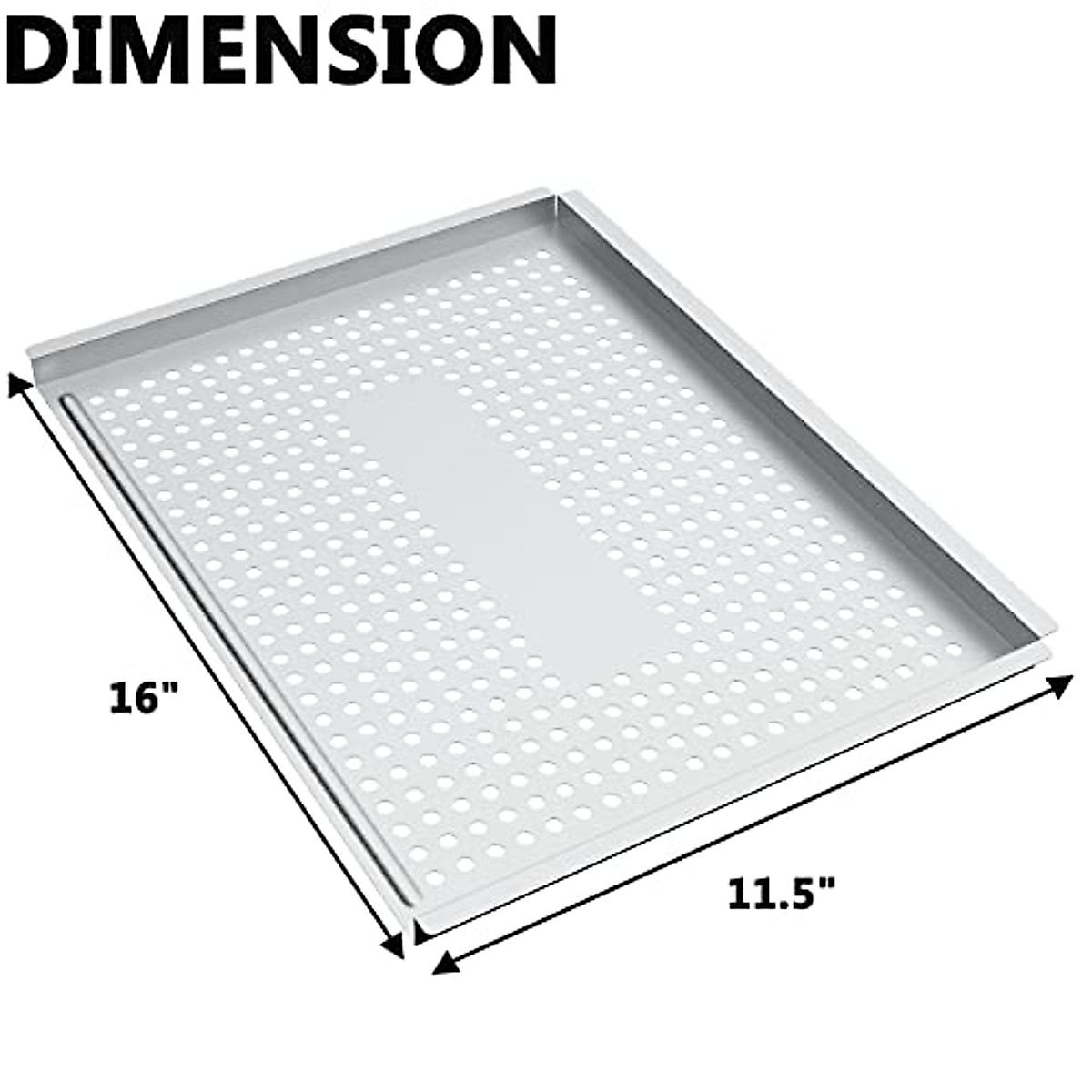 soldbbq Grill Baskets, Stainless Steel Grill Vegetable Basket, Grill Topper Tray Replaces Part for Traeger, Pit boss, Cooking Tray for Vegetable, Fruit and Other Small Food, 16" x 11.5"