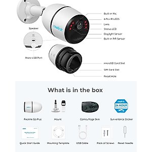 REOLINK Cellular Security Camera Wireless Outdoor, 4G LTE No WiFi Needed, 2K HD with Person/Vehicle Smart Detection & Playback, Rechargeable Battery Powered, Time Lapse, Two-Way Talk, Go Plus