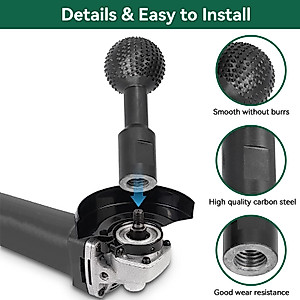 Agatige Ball Grinding Head, 5/8‑11in Wood Carving Burrs Carbon Steel Sphere Rotary Burr Ball Gouge Grinding Head Woodworking Attachment Tool for Wood Carving Grinding Polishing Engraving