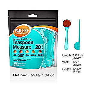Disposable Teaspoon Measuring Spoons - Coffee Scoop Measure, Fits in Spice Jars [20 Pack - 5 ml]