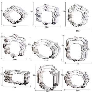 Plaque Frame Cookie Cutters Set -Different Frames Plaque and Tiles Cutter Molds for Making Fondant Cake Cookies Biscuit Fruit, Great for Wedding Mother's Day and Birthday Party Decorations (27 Pcs)